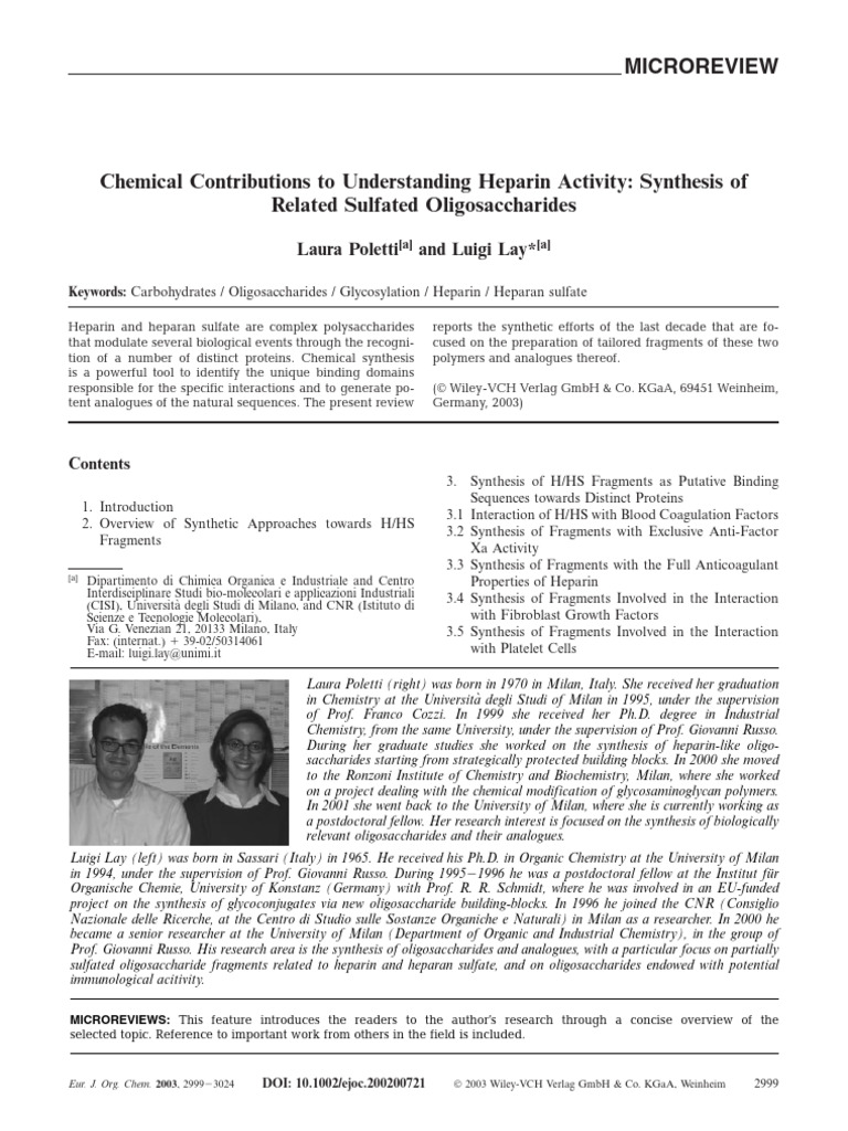 Heparin Activity: Synthesis of Oligosaccharides | PDF | Nutrients ...