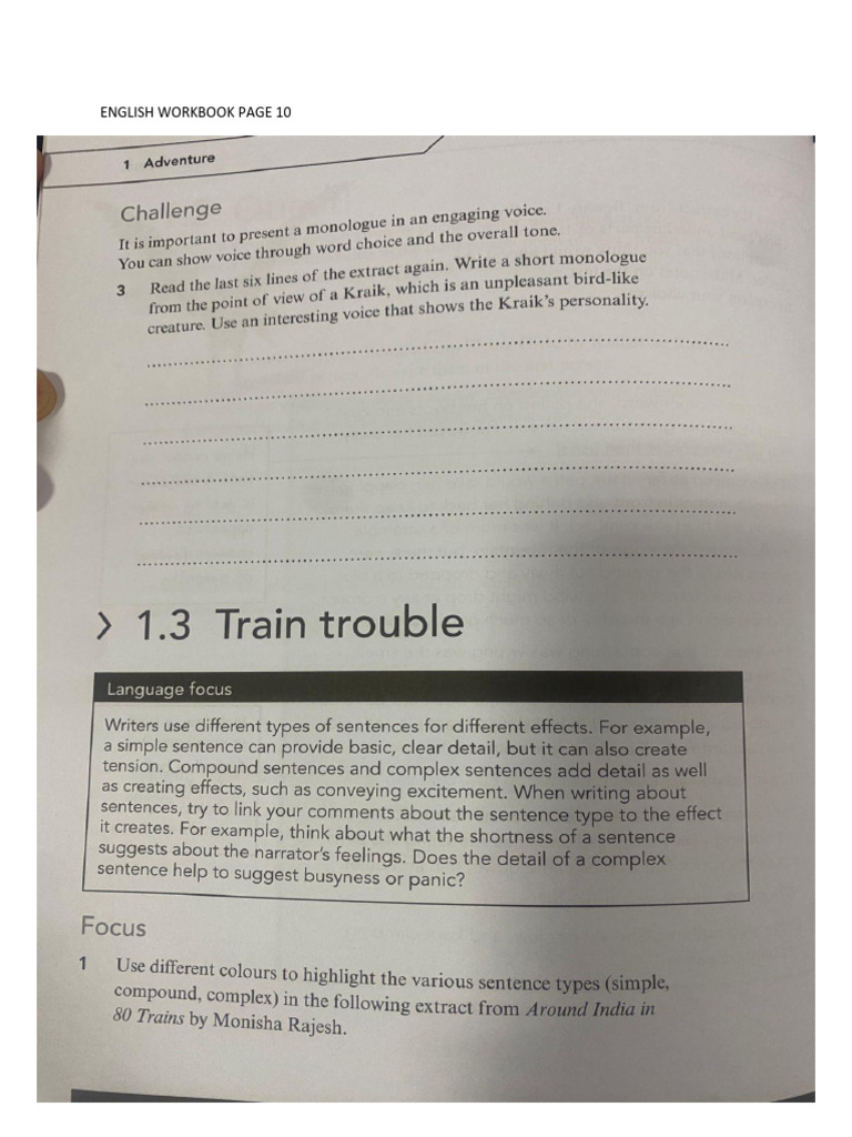 English Workbook Page 10 | PDF