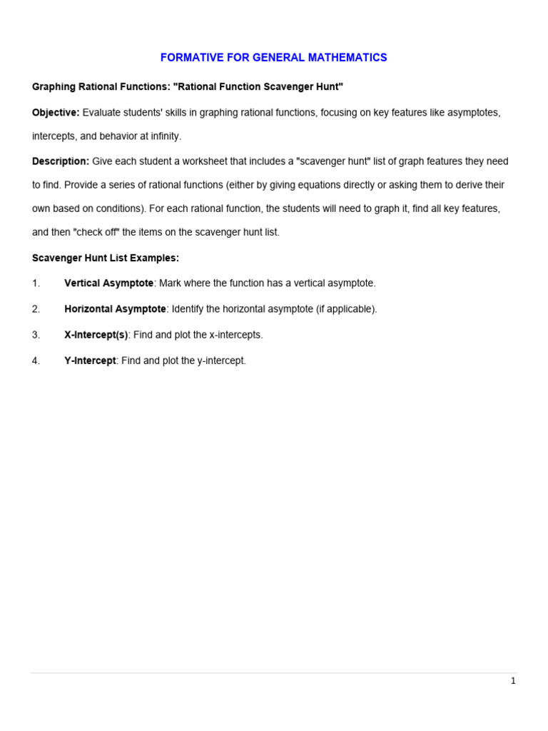 General Mathematics Formative Exercise | PDF