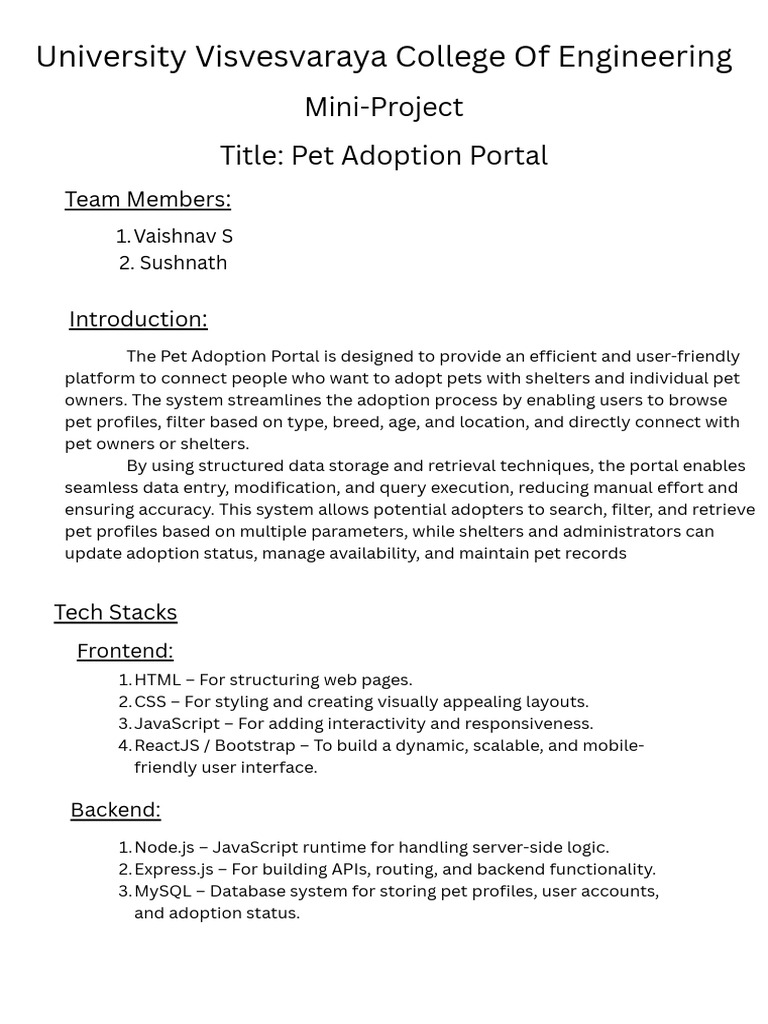 Mini Project Synopsis | PDF