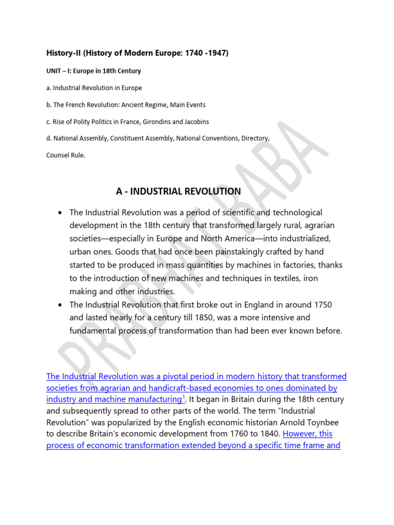 History Second Semester | PDF | Industrial Revolution | French Revolution