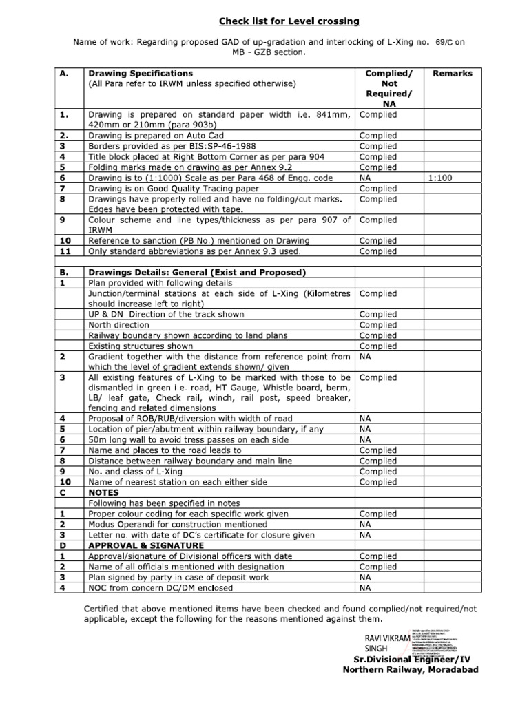 Checklist For Upgradation and Interlocking of LC 69c MB-GZB | PDF