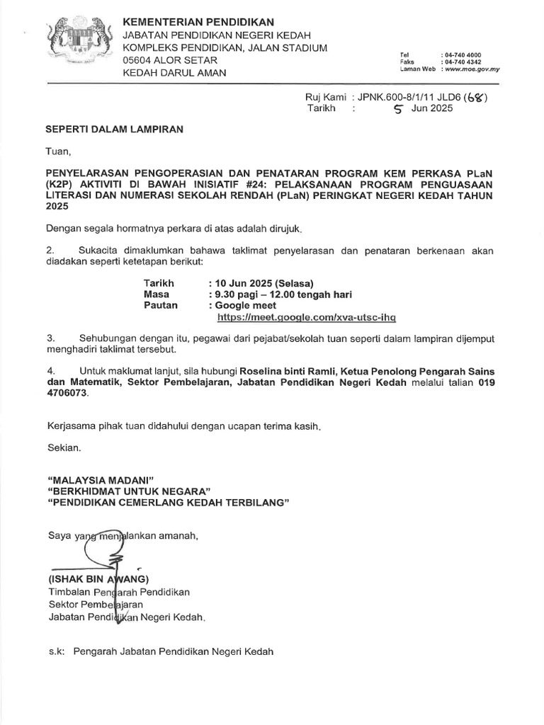 Penyelarasan Pengoperasian Dan Penataran Program Kem Perkasa Plan (k2p ...