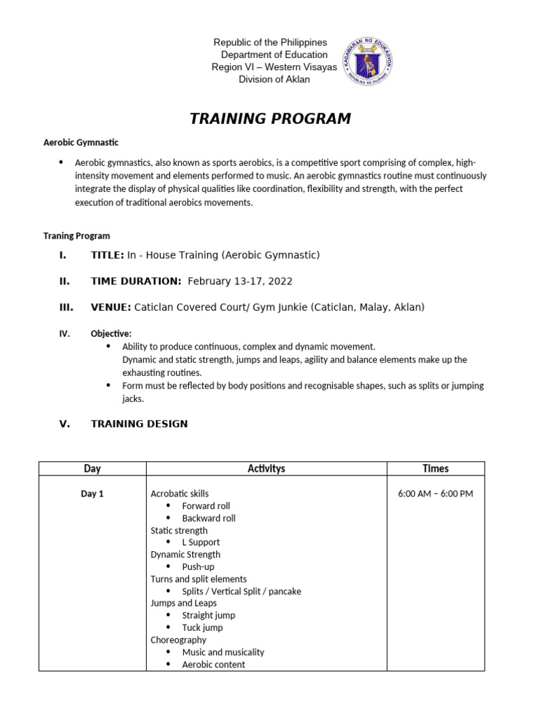 Aerogymnastics Training Matrix | PDF | Gymnastics | Physical Exercise