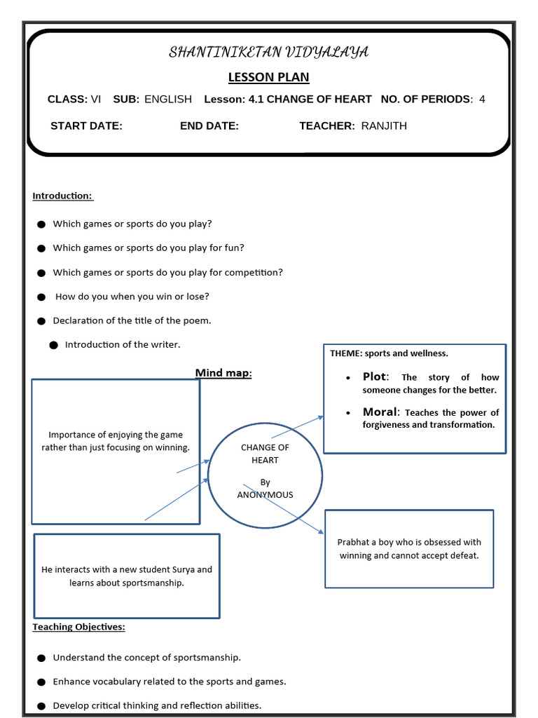 Change of Heart Lesson Plan | PDF | Social Psychology | Behavioural ...
