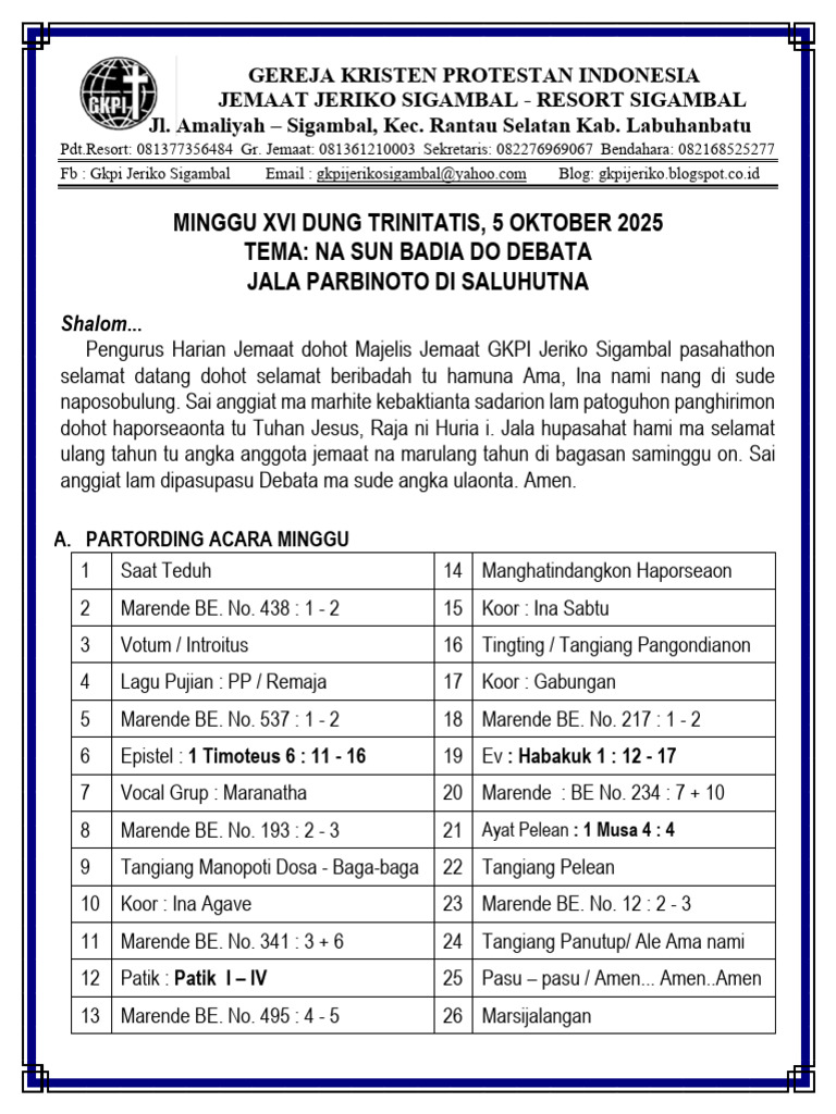 21._Buletin_Minggu_Batak_5_OKT_2025_Model_A[1] | PDF