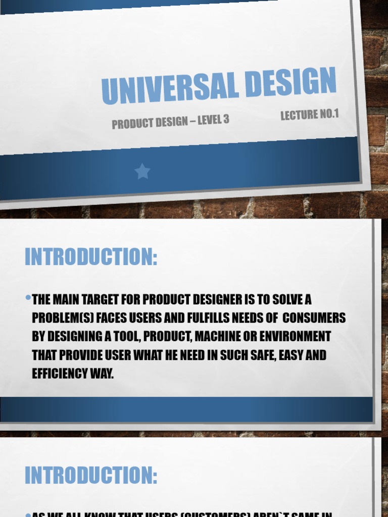 Lecture 1 - Definition of Universal Design | PDF