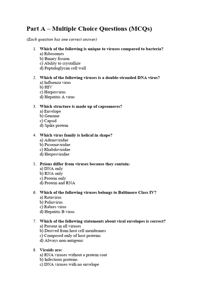 Virology Questions 25.09.2025 | PDF