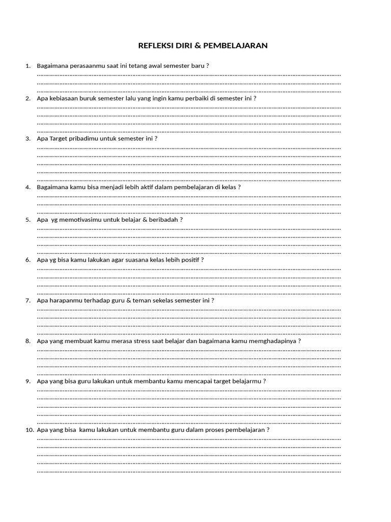 REFLEKSI Awal Semester | PDF