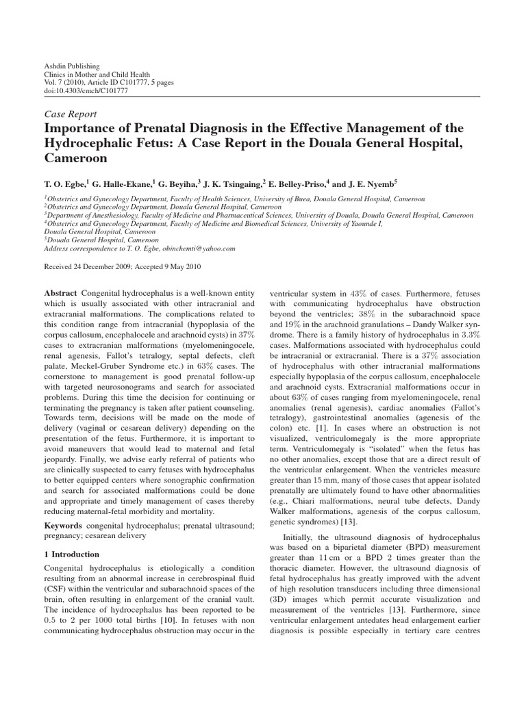 Importance of Prenatal Diagnosis in the Effective Management of the ...