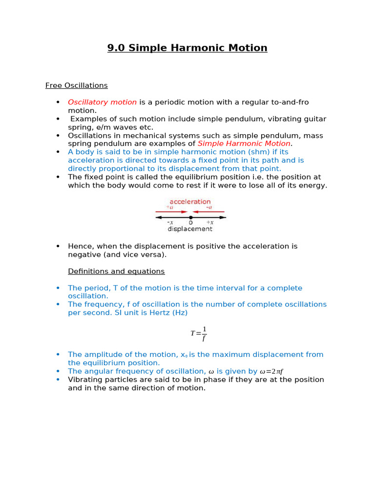 Simple Harmonic Motion | PDF | Oscillation | Resonance