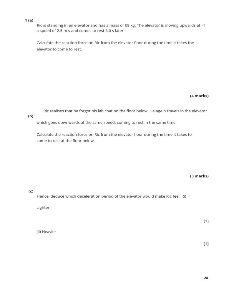 Elevator Forces and Collision Dynamics | PDF | Collision | Force