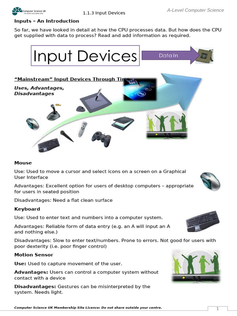 1.1.3 Notes On Input Devices | PDF | Computer Keyboard | Cursor (User ...