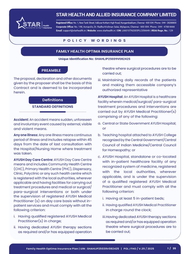 Policy Family Health Optima Insurance Plan V 21 Bbe089bd74 | PDF ...