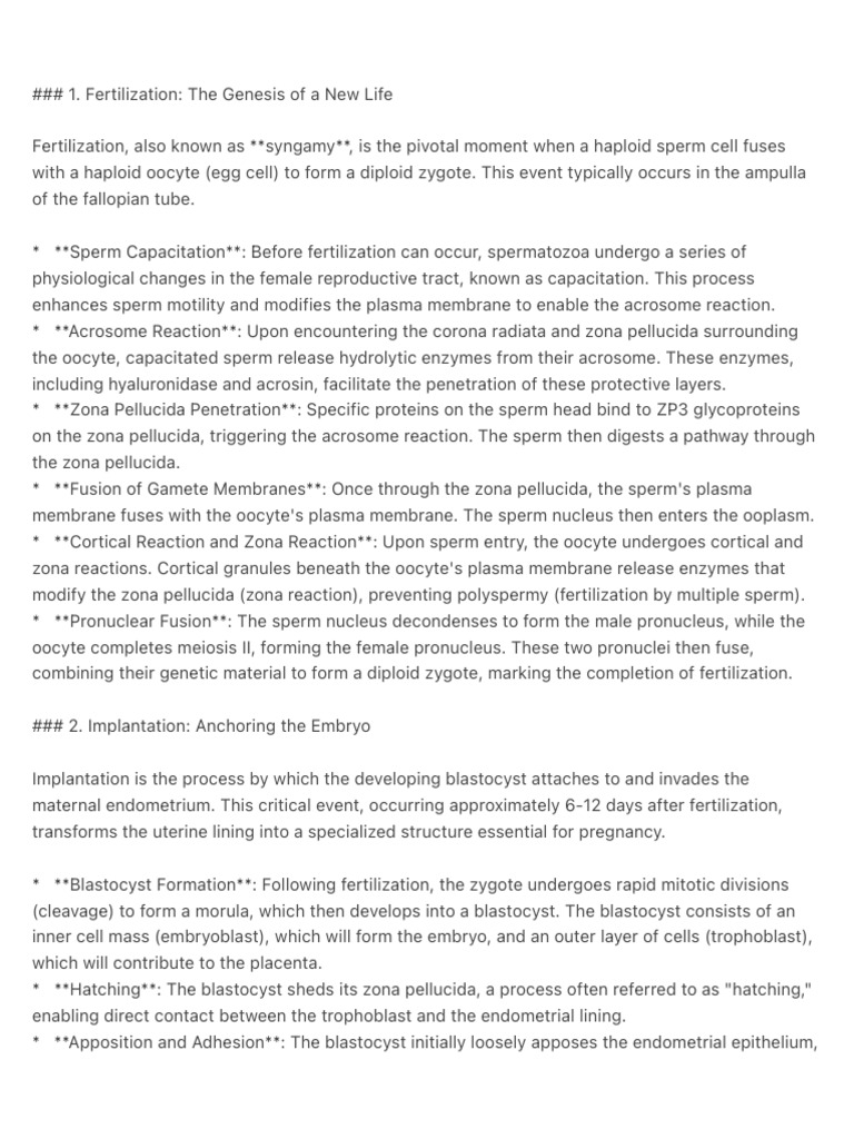 1. Fertilization - The Genesis of A New Life | PDF | Placenta ...