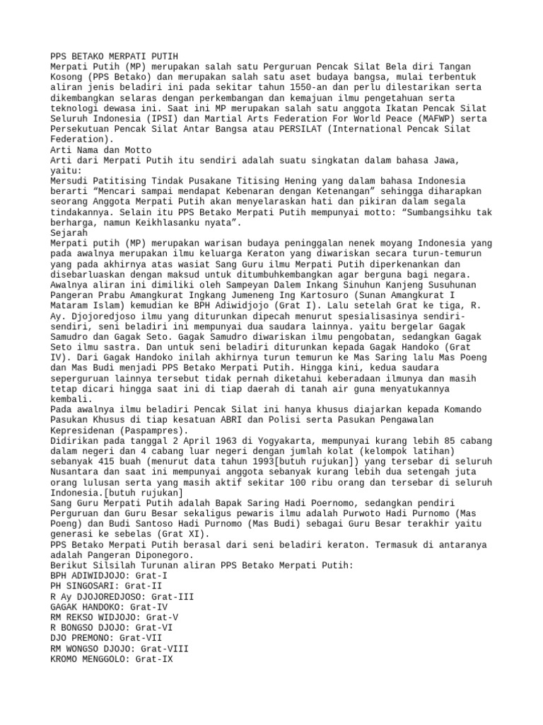 Pps Betako Merpati Putih | PDF