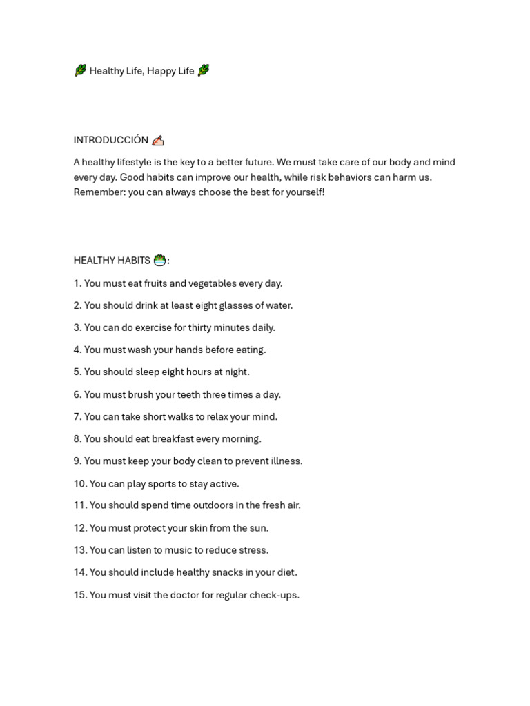 Healthy Habits | PDF | Sleep | Hygiene