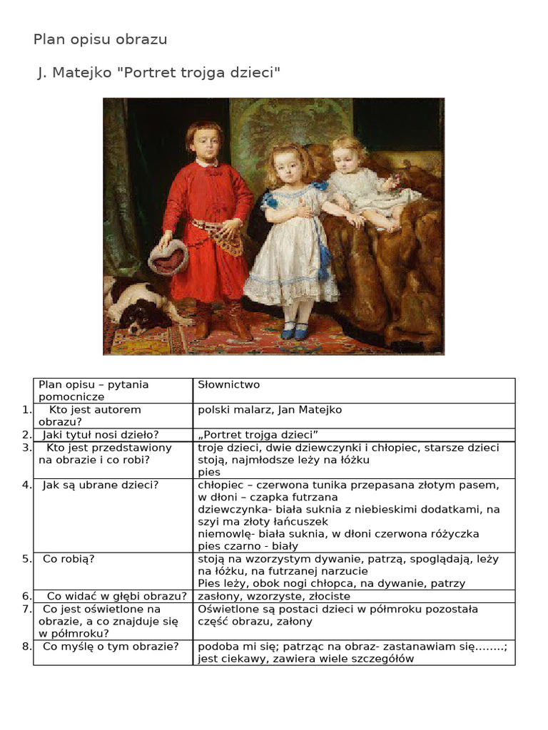 Opis Obrazu Szablon | PDF