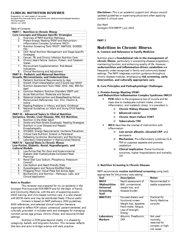 Clinical Nutrition Reviewer | PDF | Malnutrition | Vitamin D