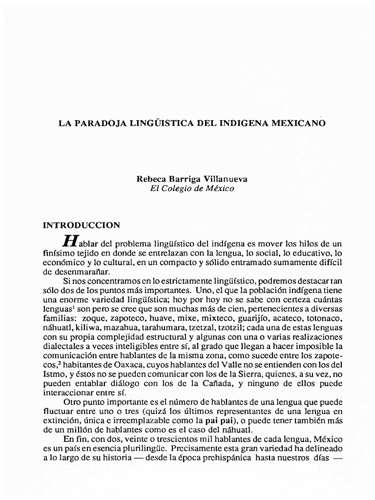 La Paradoja Linguistica Del Indigena Mexicano | PDF | México | Dialecto