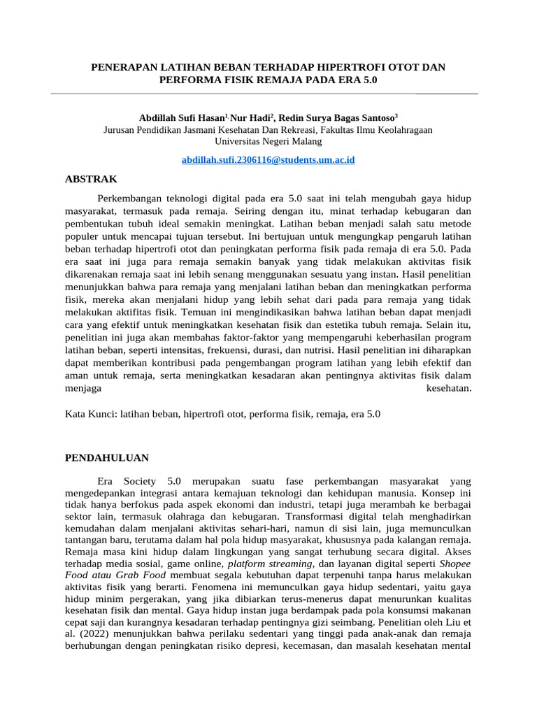 Latihan Beban untuk Hipertrofi Remaja | PDF