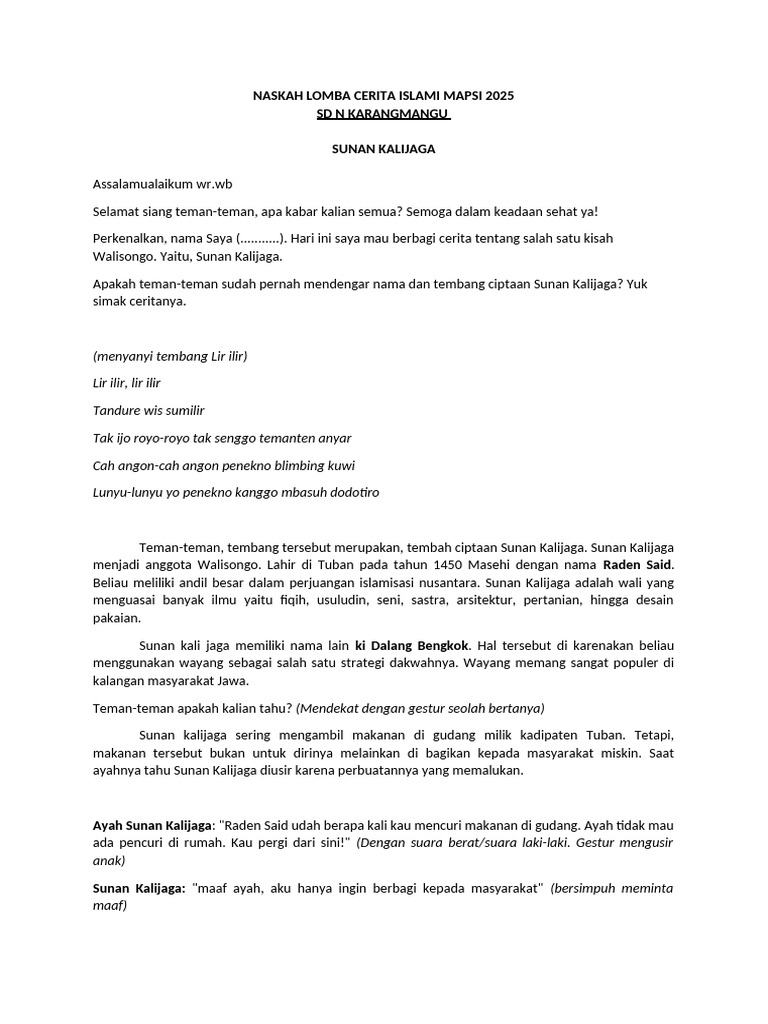 File (Master) Naskah Lomba Cerita Islami Mapsi 2025 | PDF