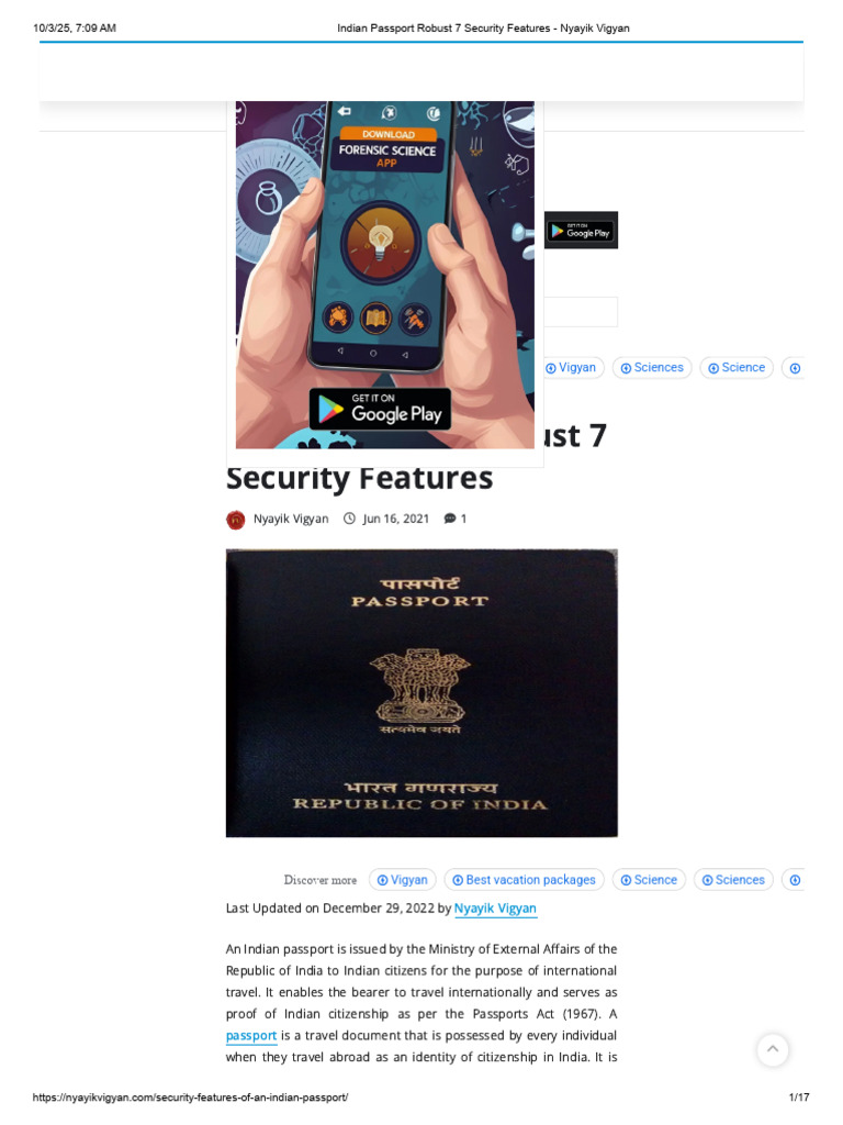 Indian Passport Robust 7 Security Features - Nyayik Vigyan | PDF ...