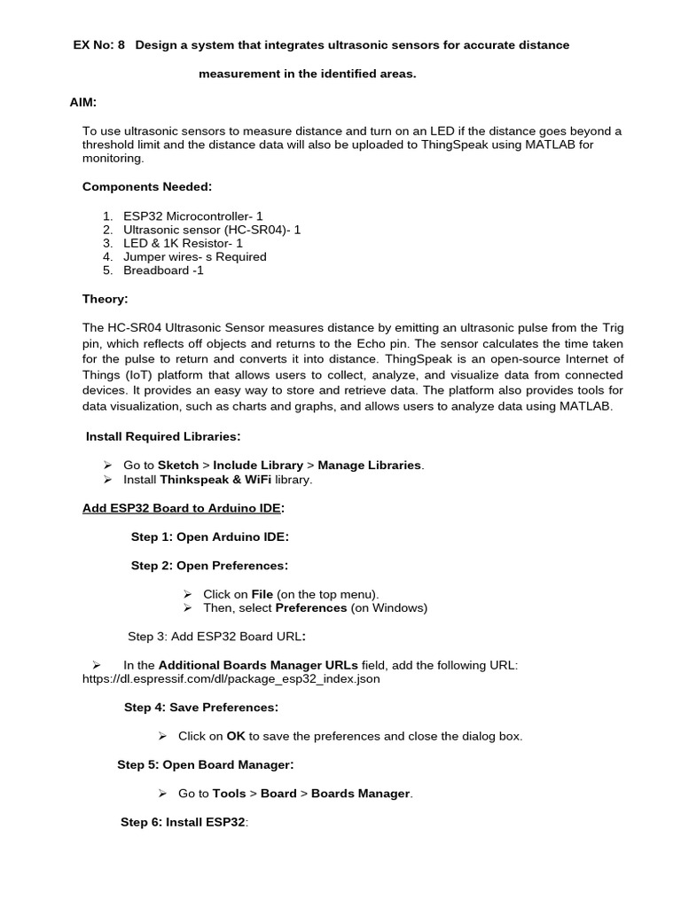 EX No 8 Internet of Things | PDF | Arduino | Wi Fi