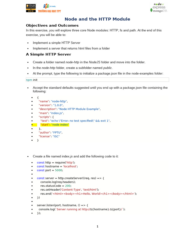 Exercise 3 - Node and HTTP Module | PDF | Hypertext | Internet