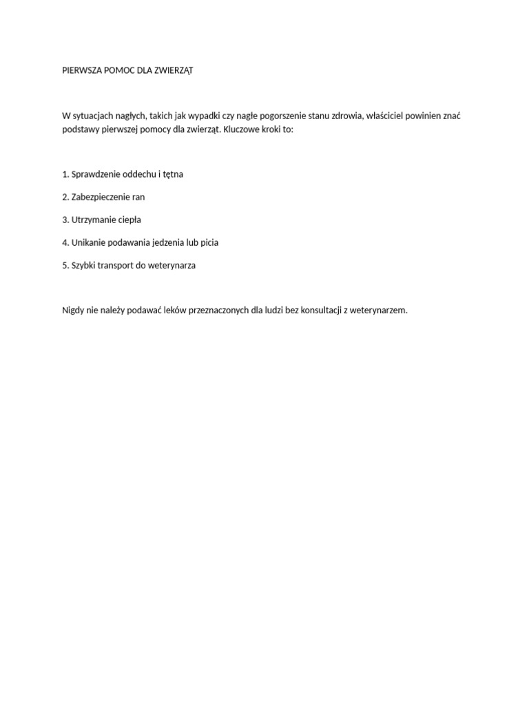 Pierwsza Pomoc Dla Zwierzat | PDF