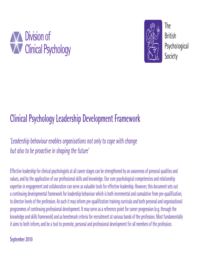 BPS DCP Clinical Psychology Leadership Development Framework | PDF ...