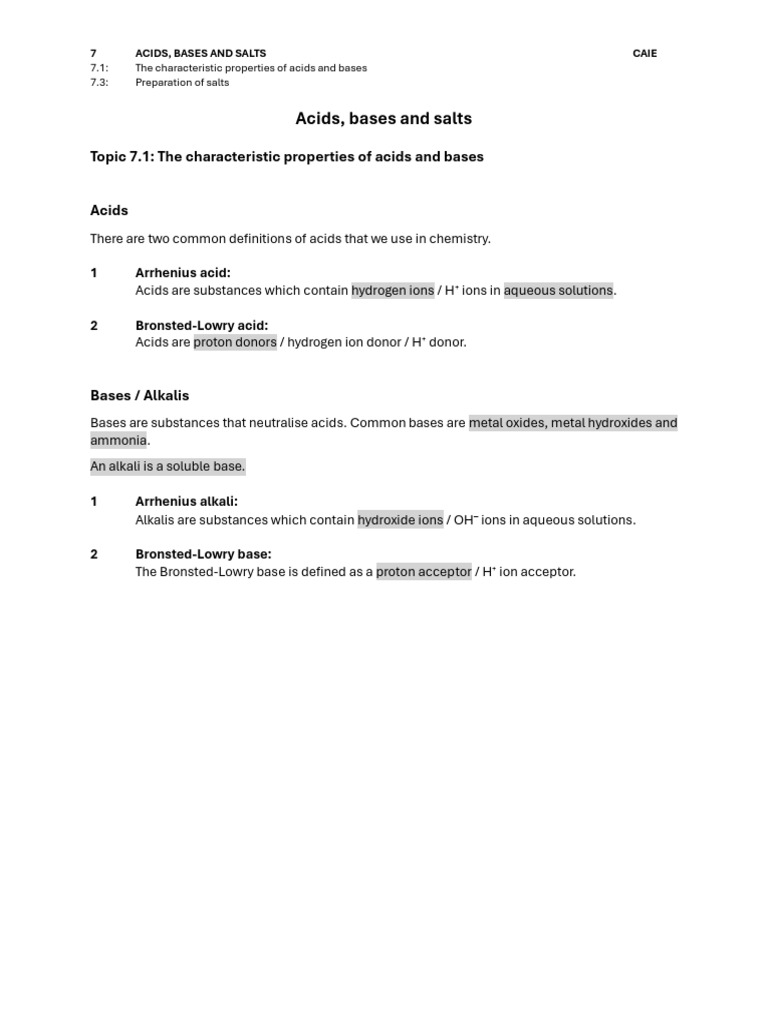 Acids Bases and Salts | PDF | Acid | Salt (Chemistry)