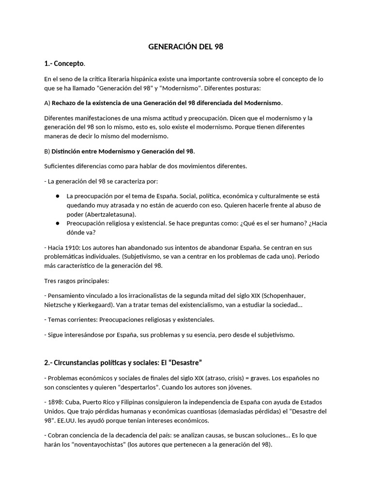 Generación Del 98 | PDF