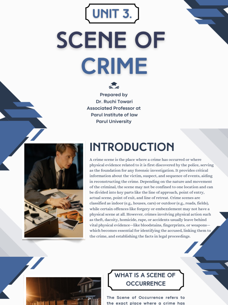 Unit-3 Scene of Occurrence Forensic Science | PDF | Crime Scene | Dentistry