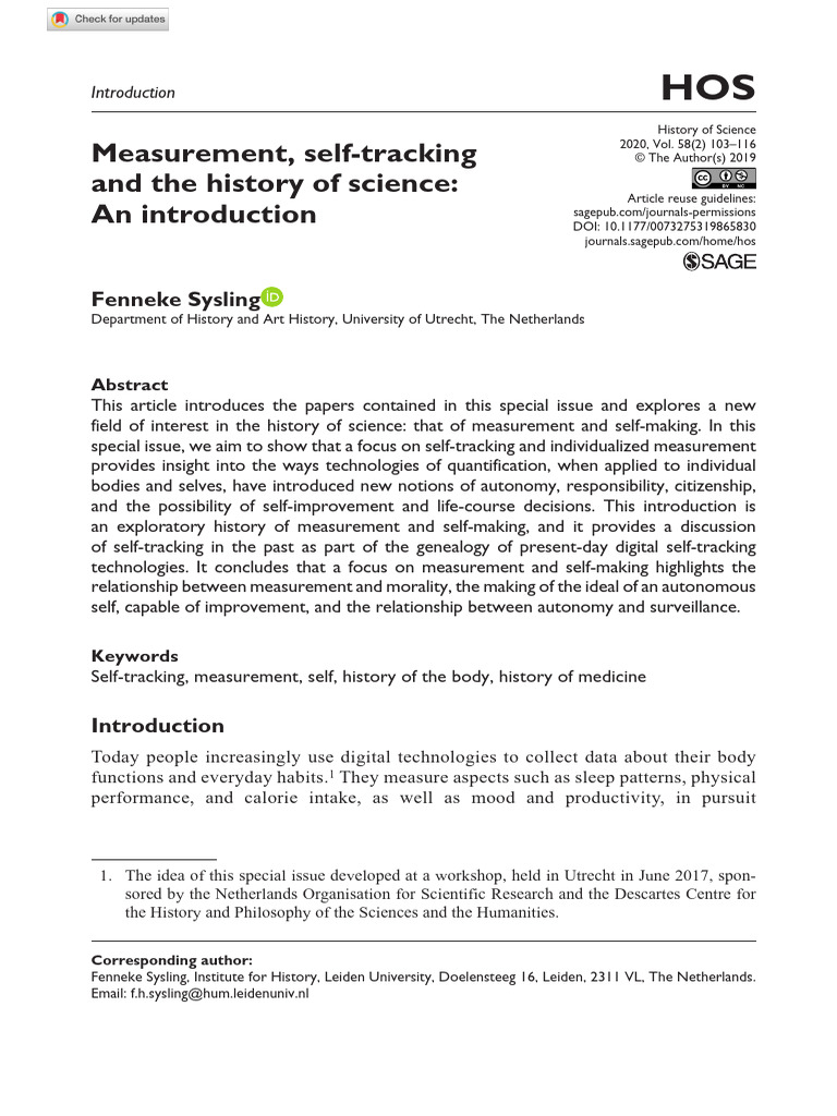 Measurement, Self-Tracking and The History of Science - An Introduction ...