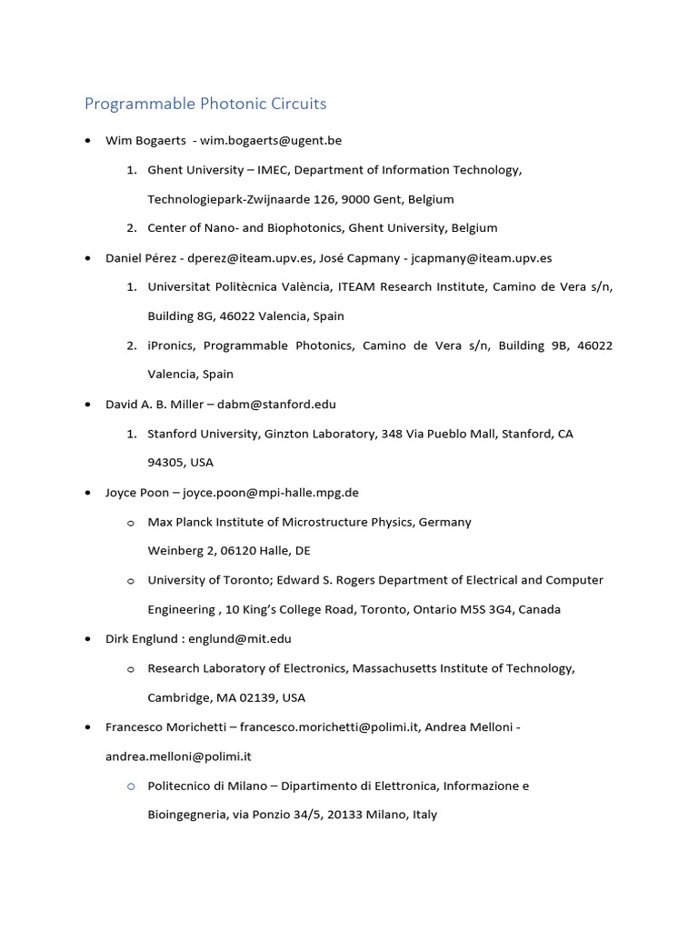 Advances in Programmable Photonic Circuits | PDF | Quantum Computing ...