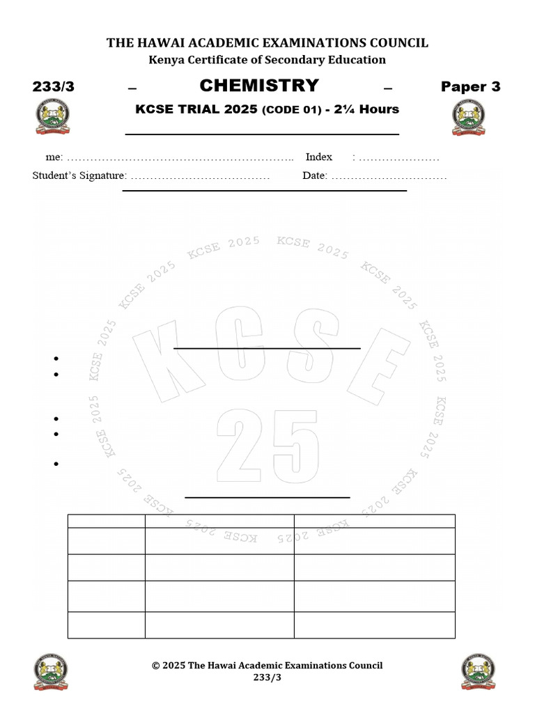 Chem Pp3 Qs (HKT 2025) - Code 01 | PDF | Titration | Chemistry