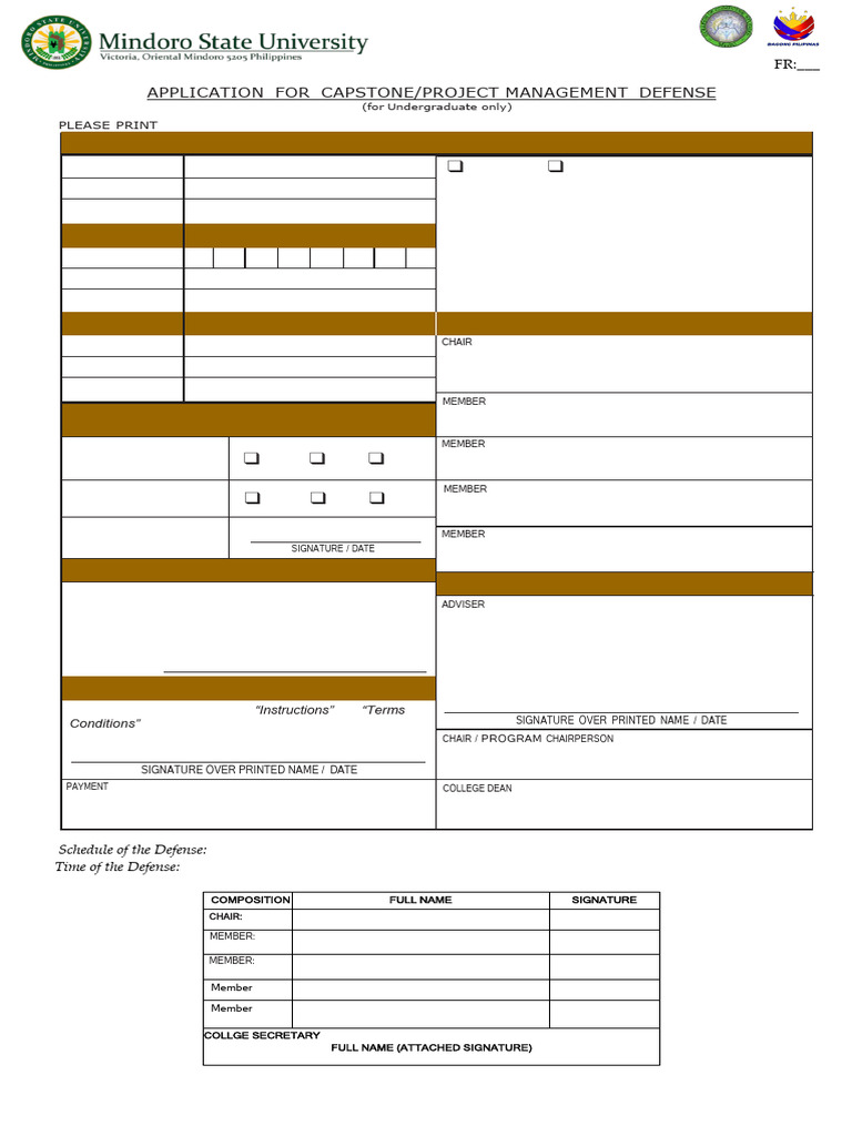 Capstone Project Defense Application Form | PDF | Thesis