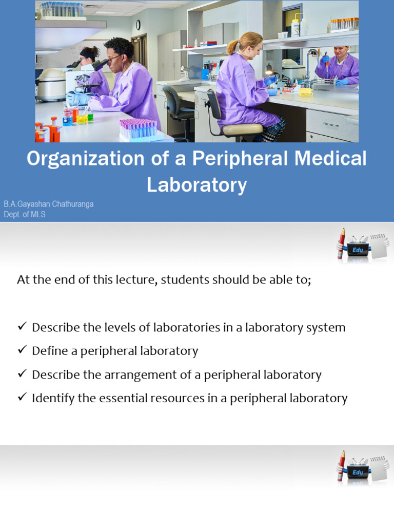 Peripheral Medical Laboratory Setup Guide | PDF | Water | Health Care