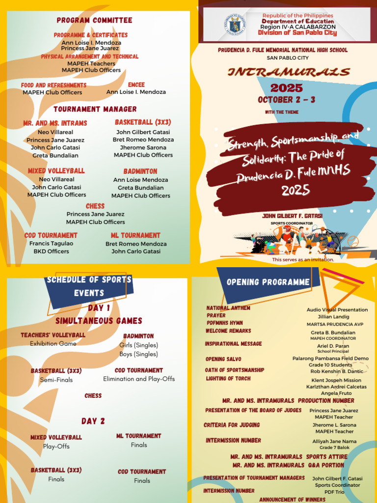 Intramurals 2025 Programme (3) | PDF