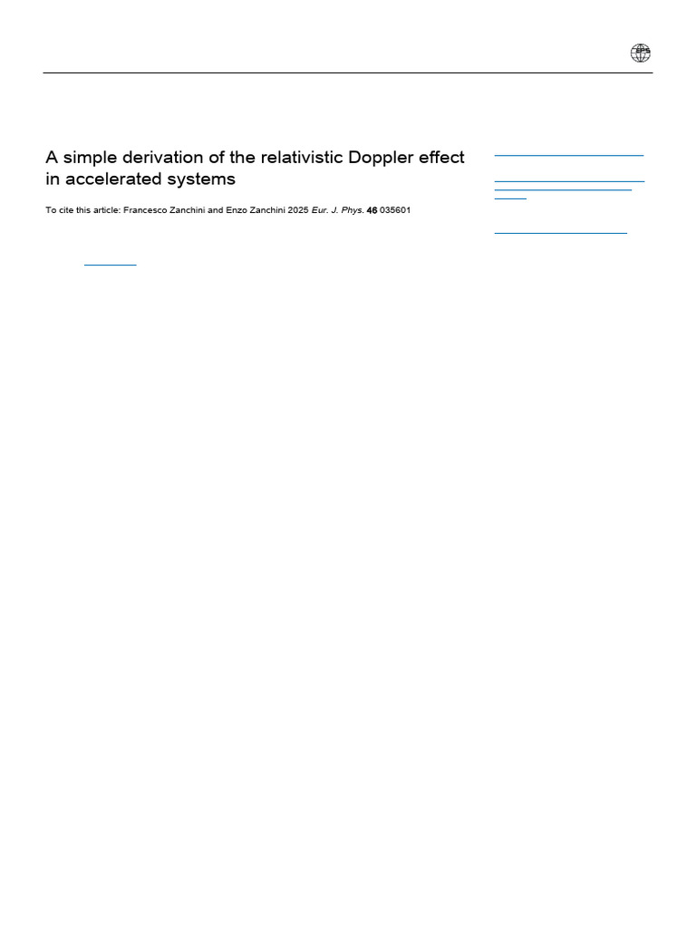 Simple Derivation of Doppler Effect | PDF | Special Relativity | Waves