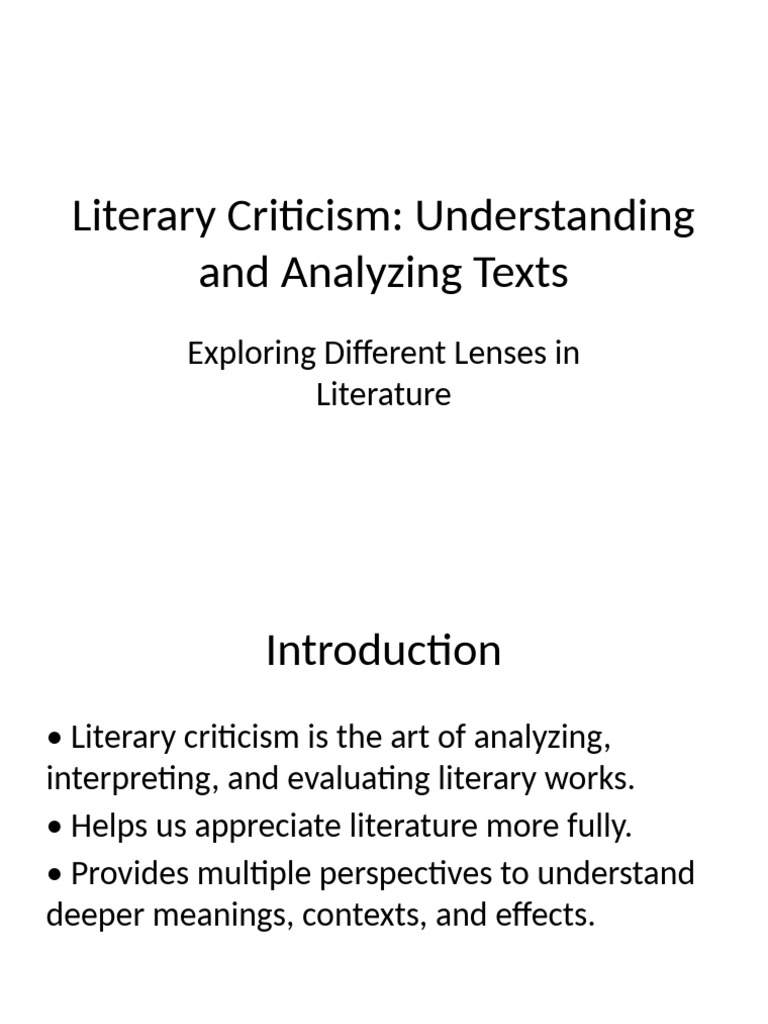 Literary Criticism Presentation Basic | PDF | Deconstruction | Literary ...