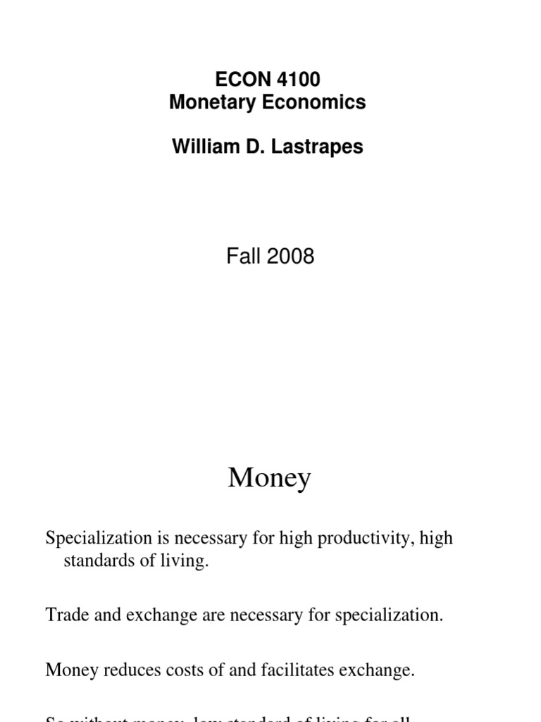 Money and Exchange: An Introduction to Monetary Economics | PDF | Money ...