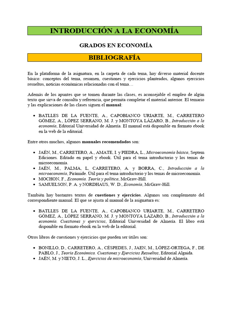 Guía de Recursos para Estudiar Economía | PDF