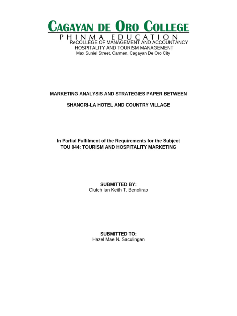 Marketing Analysis and Strategies Paper 1 1 | PDF | Hotel | Advertising