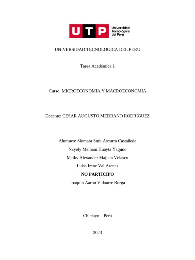 TA1 Micro y Macro | PDF | Oferta y demanda | Oferta (economía)