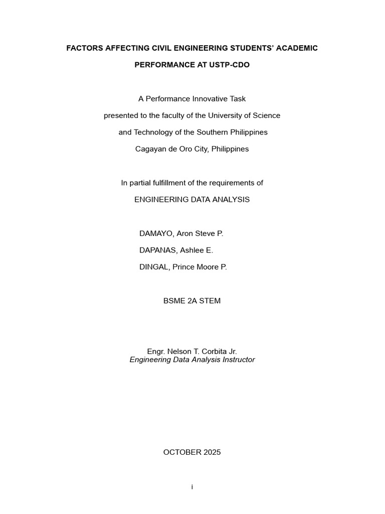 Factors Influencing Civil Engineering Students' Performance | PDF ...