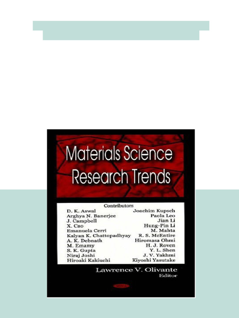 Materials Science Research Trends 1st Edition Lawrence V. Olivante full ...