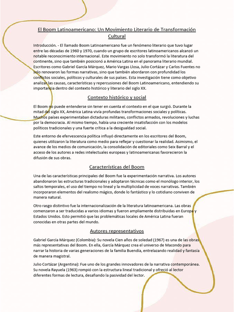 El Boom Latinoamericano: Literatura y Cambio | PDF | Gabriel García ...
