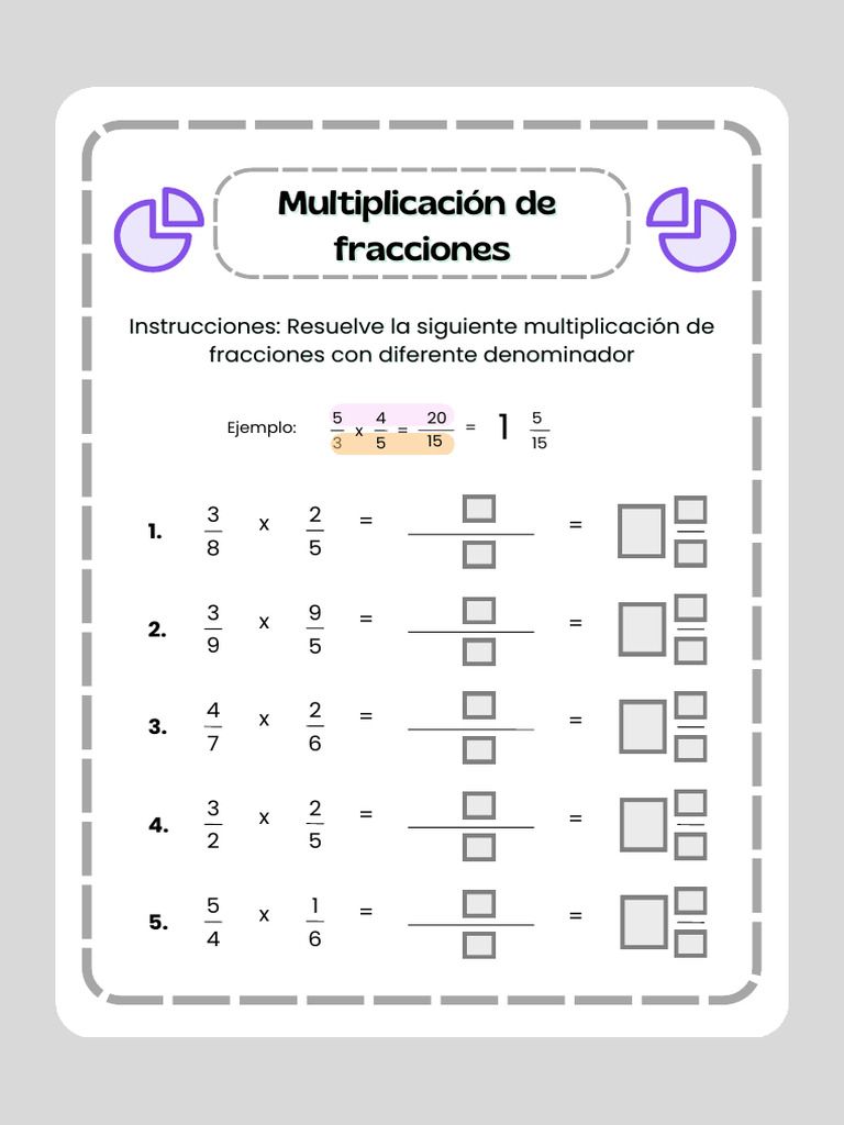 Ejercicios de Multiplicación de Fracciones | PDF